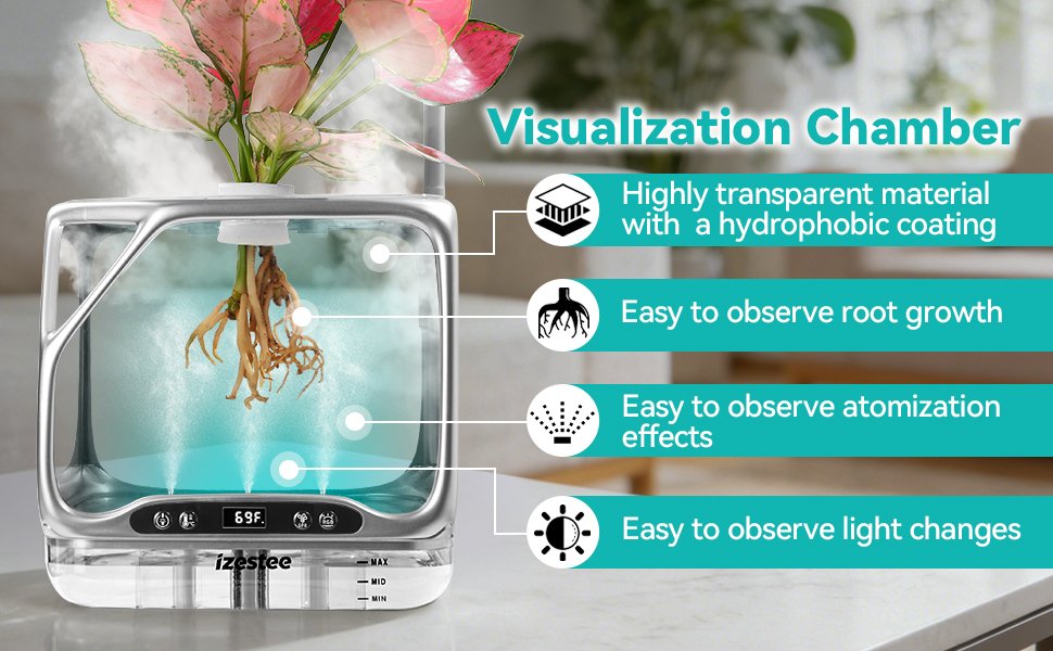 Aeroponics Growing System with Grow Light & Humidifier – Smart Indoor ...